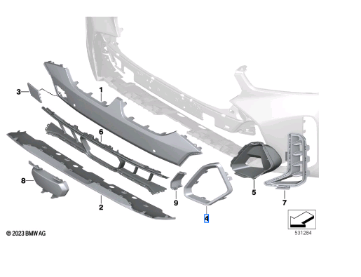 BMW X6 SERIES G06 TRIM GRILLE BUMPER TRIM LEFT 51118085659 - Salsabel ...