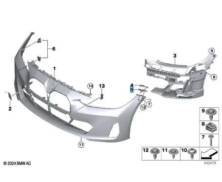 BMW 4 SERIES G26 G26 LCI BUMPER BRACKET RIGHT 51118738612 - Salsabel ...