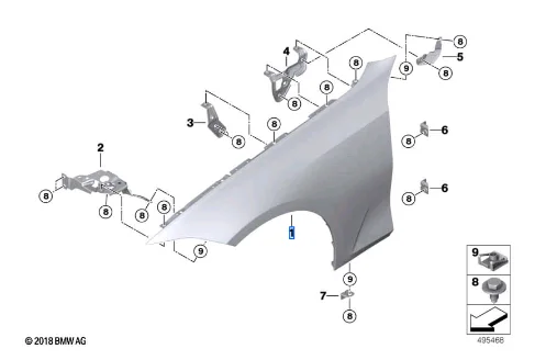 BMW 3 시리즈 G20 사이드 패널 앞 오른쪽 41008494440 - Salsabel Auto Spare Parts