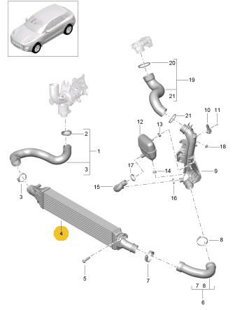 PORSCHE CHARGE AIR COOLER PAB145805-C - Salsabel Auto Spare Parts